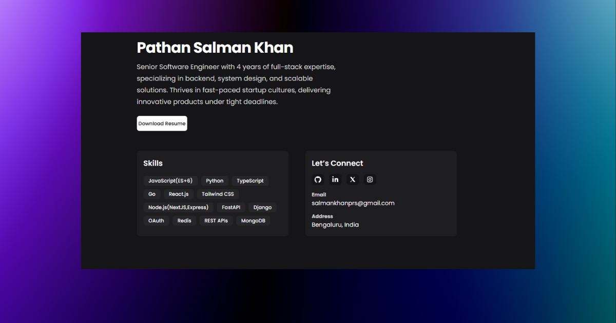Salman Khan - Portfolio